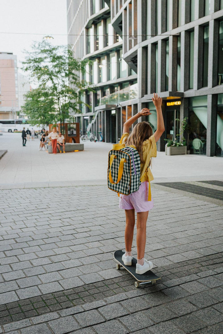 Large Backpack | Gingham | Sunflower | Checkered Backpack